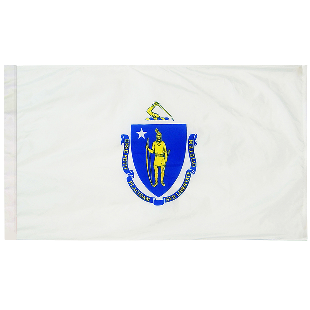 3'x5' Nylon Massachusetts Flag with Pole Hem | Collins Flags
